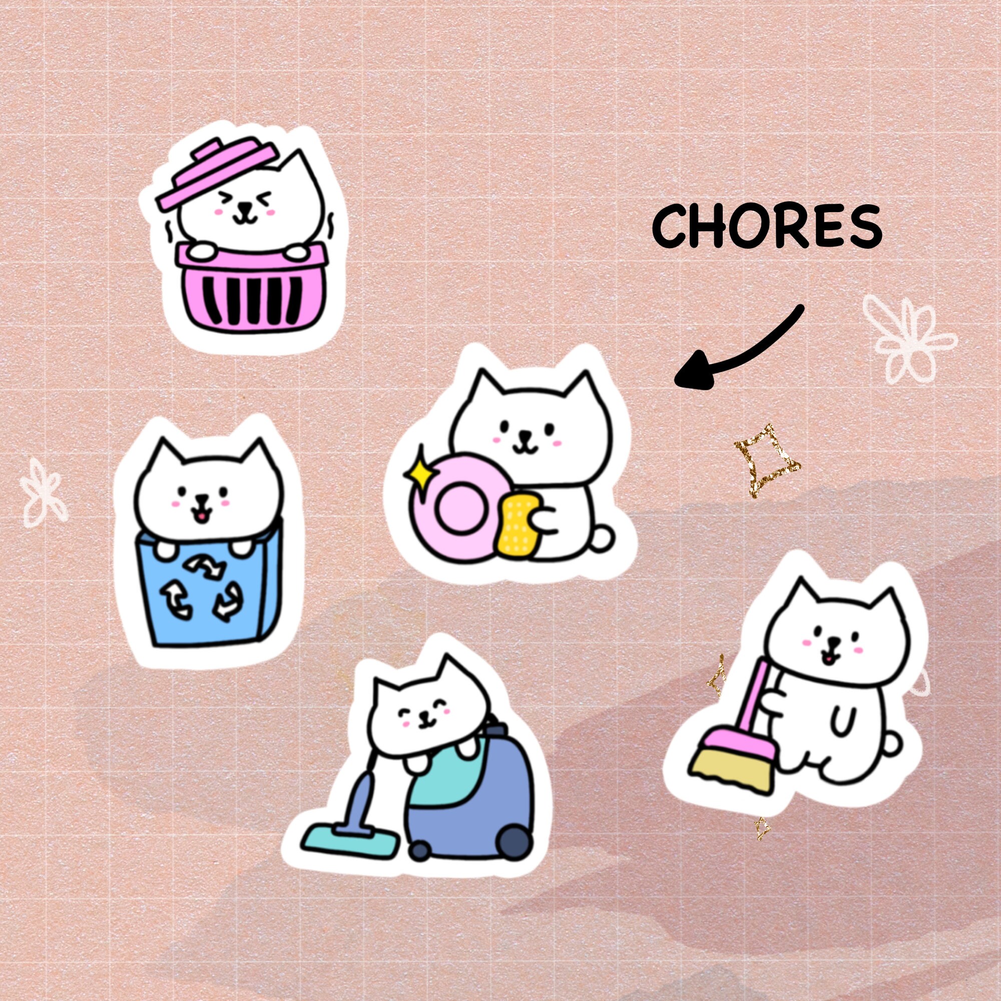 Chores Stickers Garbage Recycling Washing Dishes Sweeping - Etsy