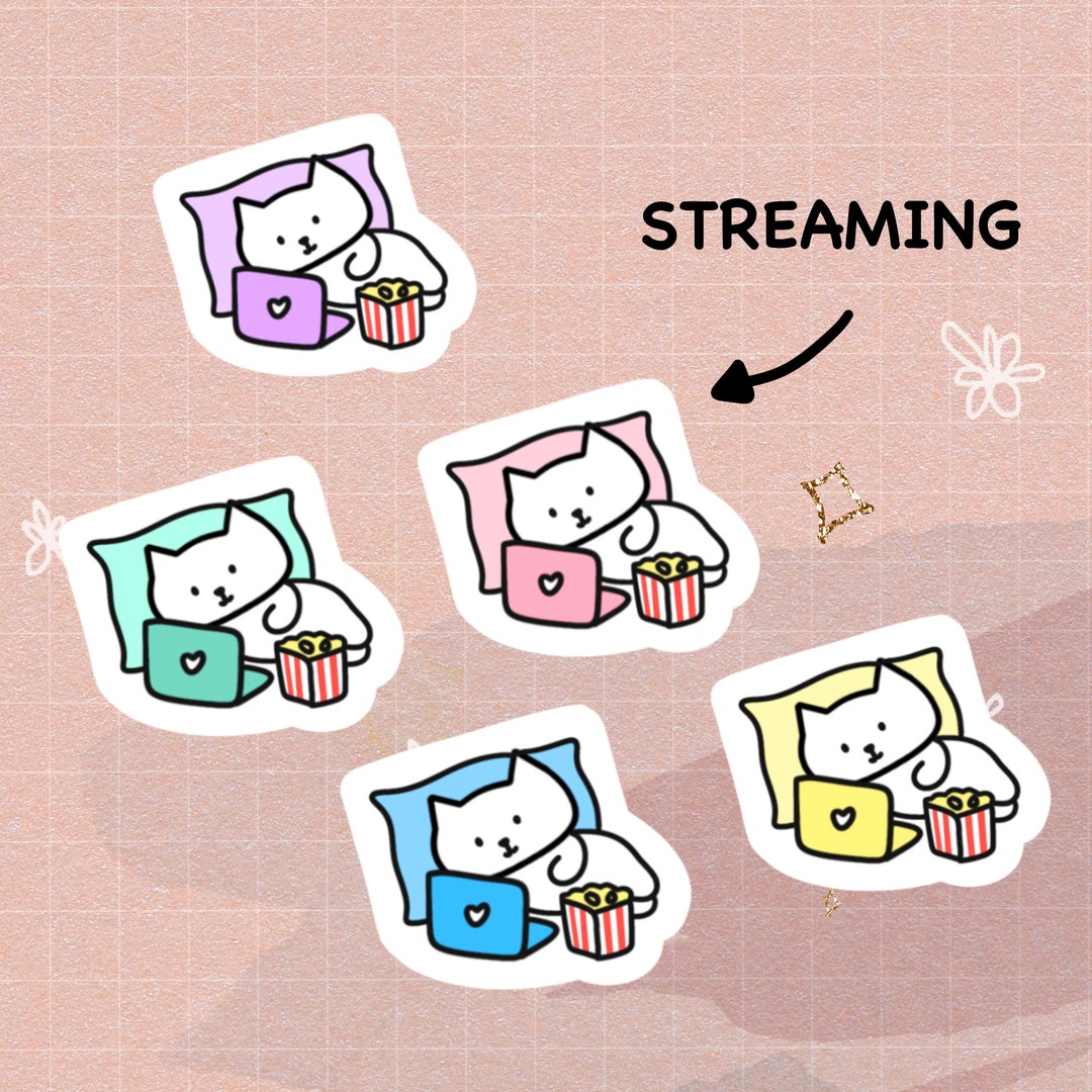 Streaming Watching Movies Netflix Shows Laptop With Popcorn Stickers ...