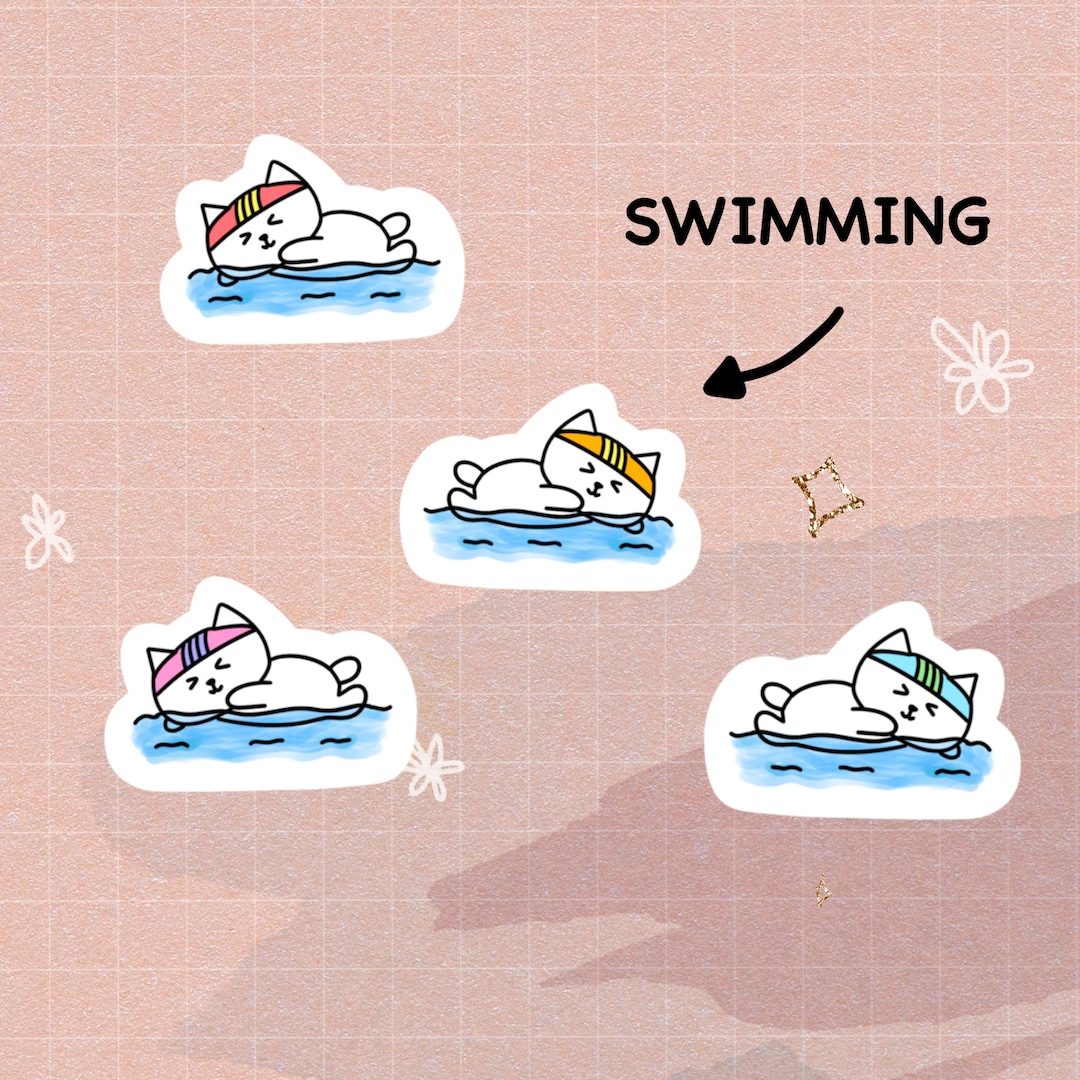 Swimming Activity Colourful Pool Front Stroke Athlete Stickers Mini ...