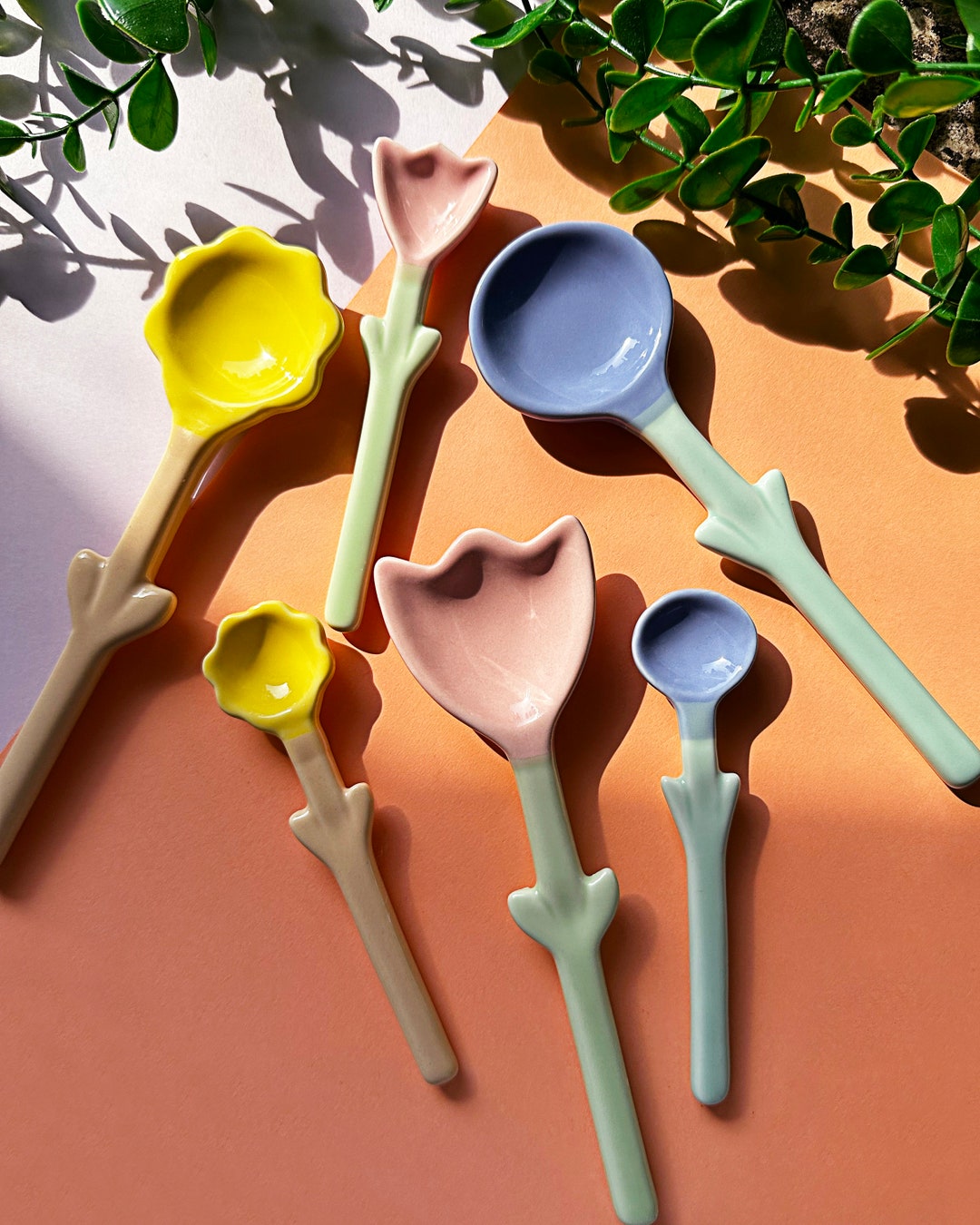 Cottagecore Aesthetic Tea Gift Set, Cute Ceramic Flower Spoons Cat ...