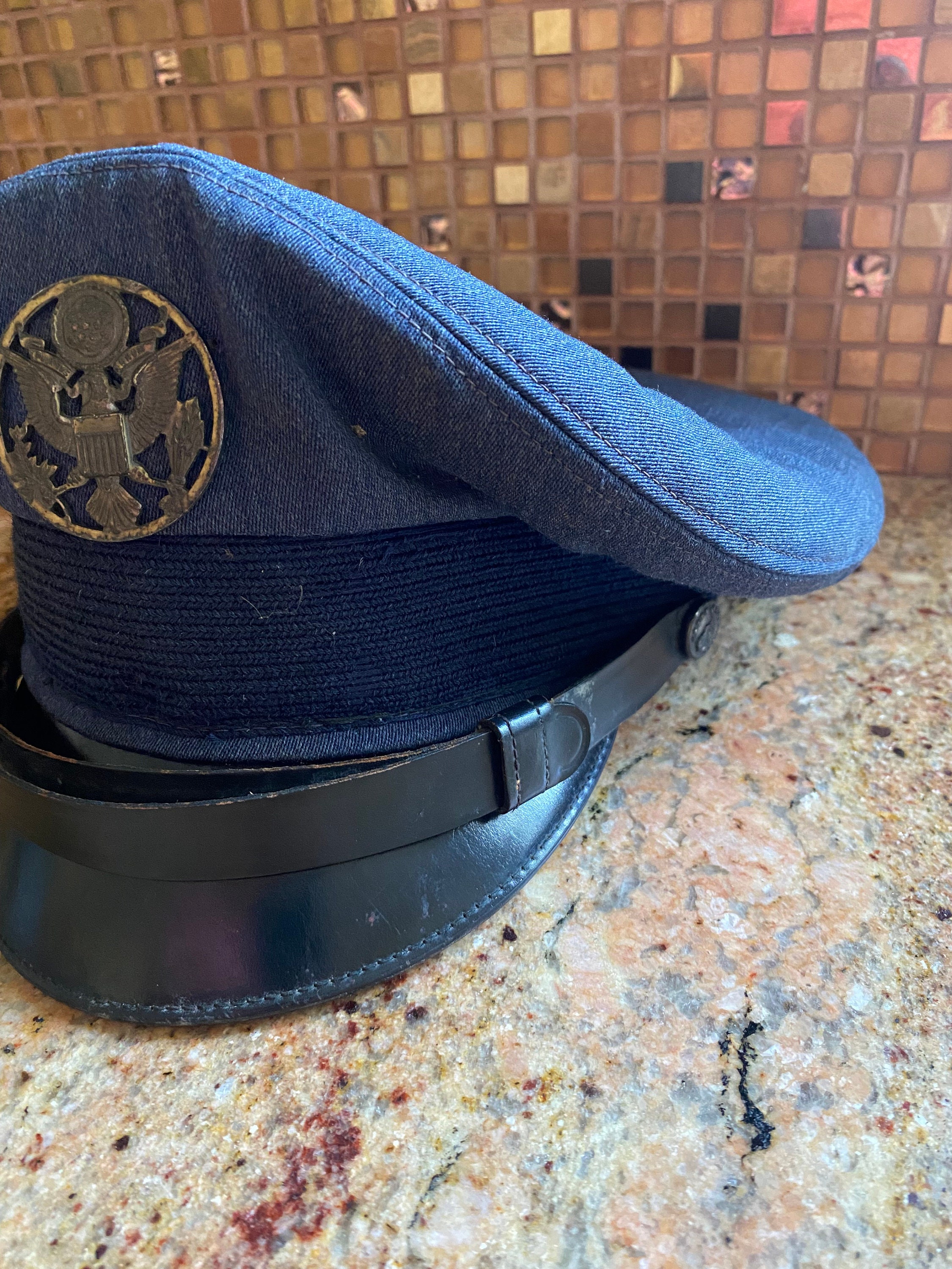 Vintage 1960s Flight Ace Air Force Uniform Service Hat Blue Officer ...