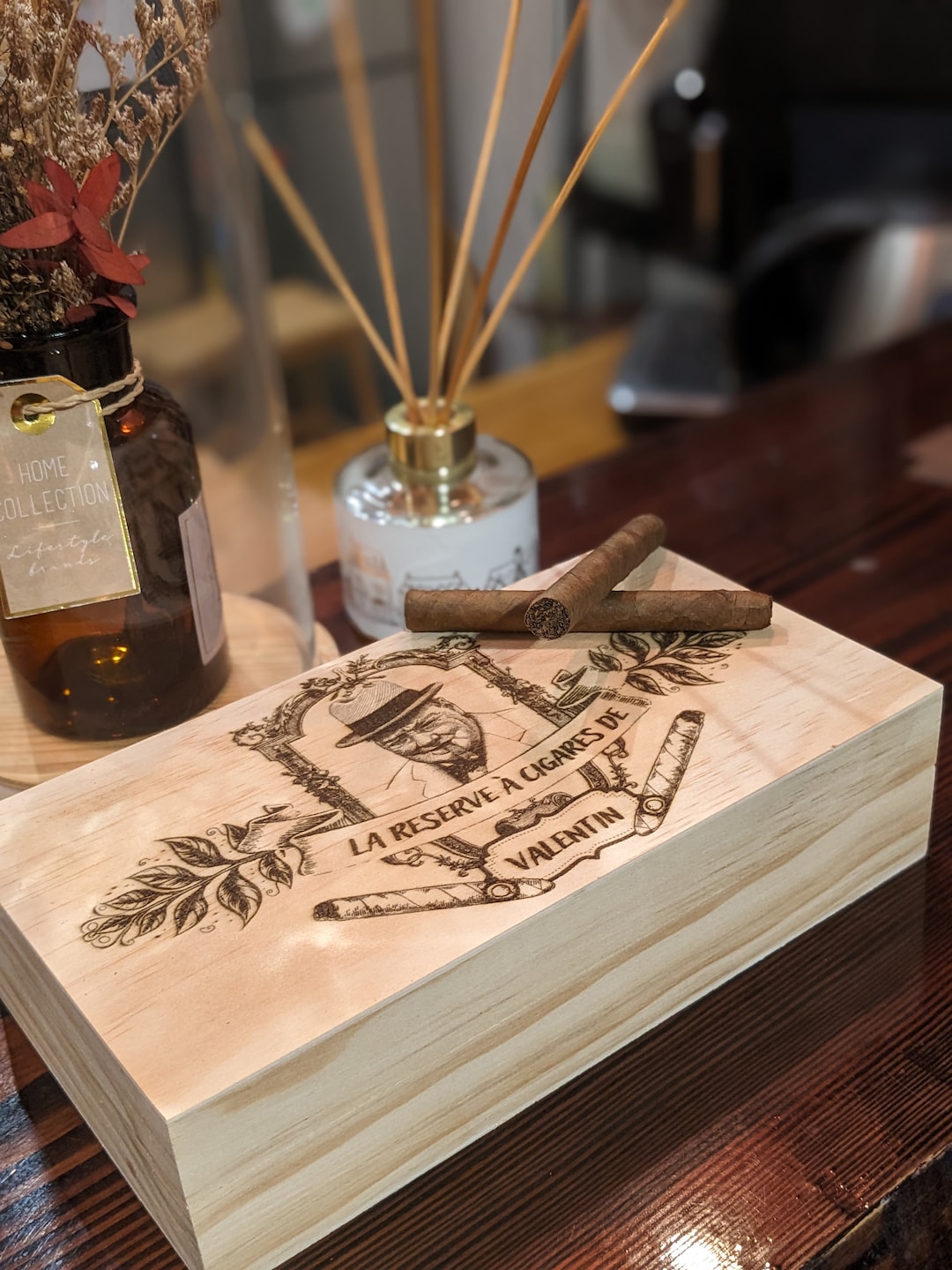 Boîte à Cigares en Bois Personnalisée – Cadeau Élégant et Unique pour ...