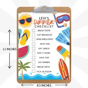 Editable Kids Summer Checklist, Daily Tasks, Personalize in Canva ...