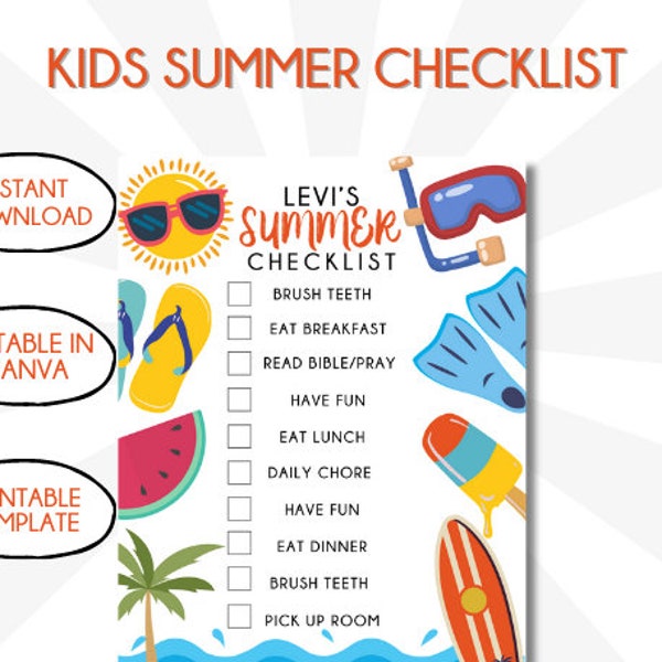 Summer Kids Checklist - Etsy