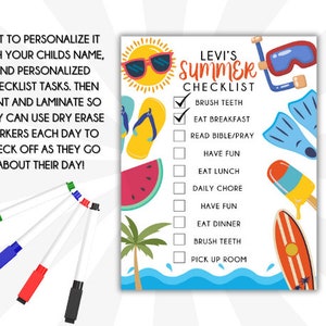 Editable Kids Summer Checklist, Daily Tasks, Personalize in Canva ...