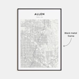 Allen Map Poster, Allen Map Print, Allen Travel Wall Art, Allen ...