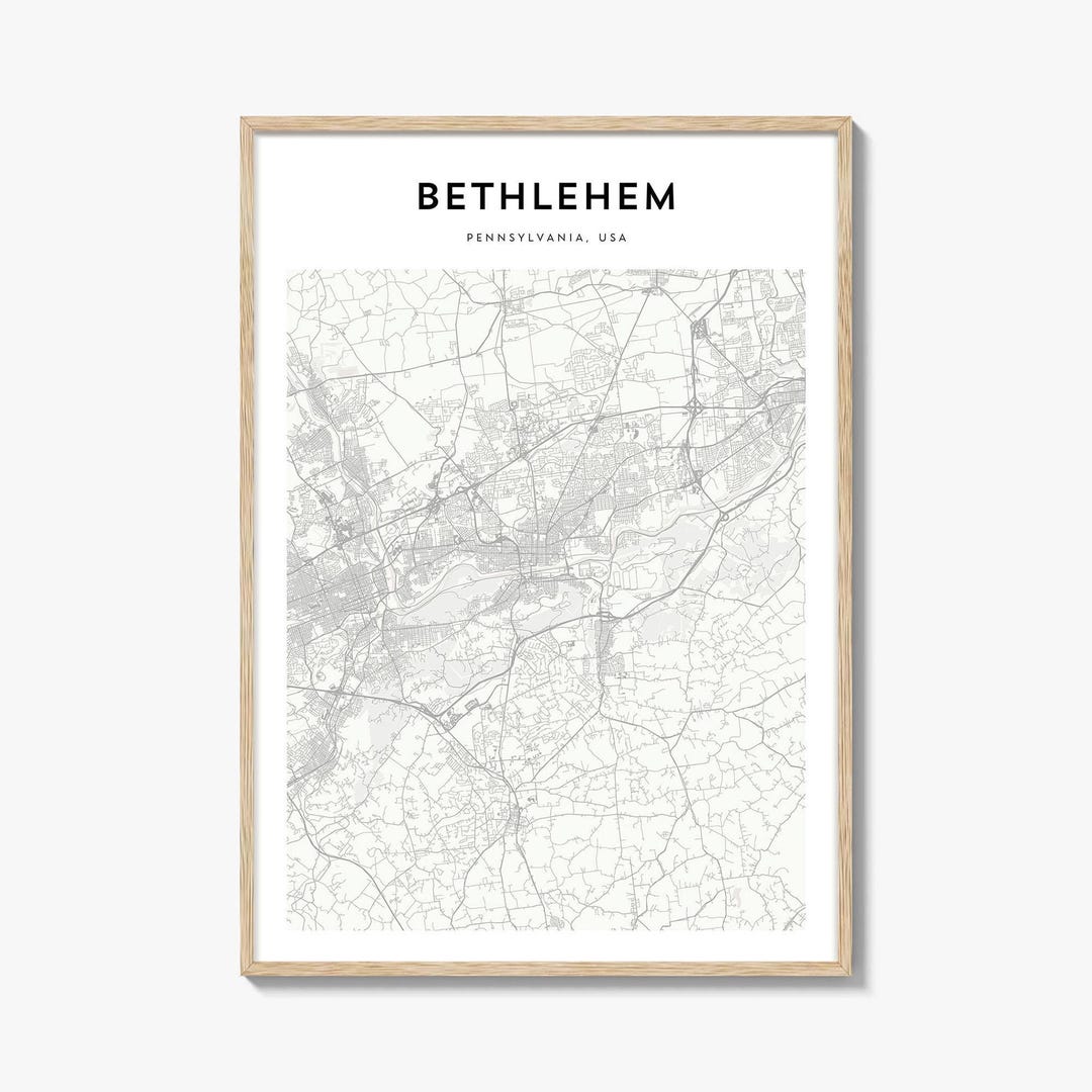 Bethlehem Pennsylvania Map Poster, Bethlehem Map Print, Bethlehem ...