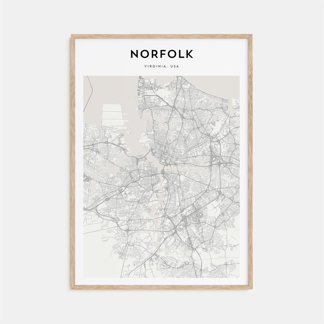 Norfolk Map Poster Virginia, Norfolk Map Print, Norfolk Personalized ...
