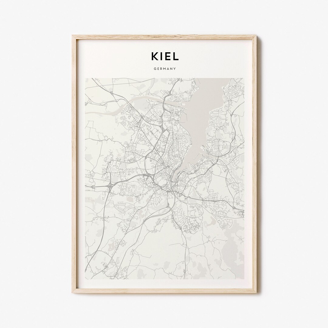 Cartel del mapa de Kiel, impresión del mapa de Kiel, arte del mapa ...