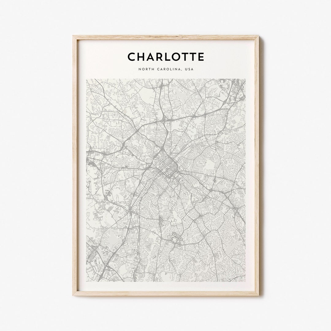 Charlotte Map Poster Charlotte Map Print Charlotte - Etsy