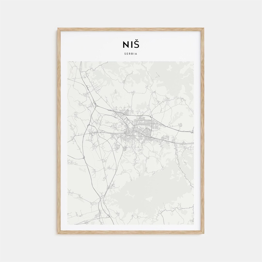 Cartaz do mapa de Nis, impressão do mapa de Nis, arte do mapa ...