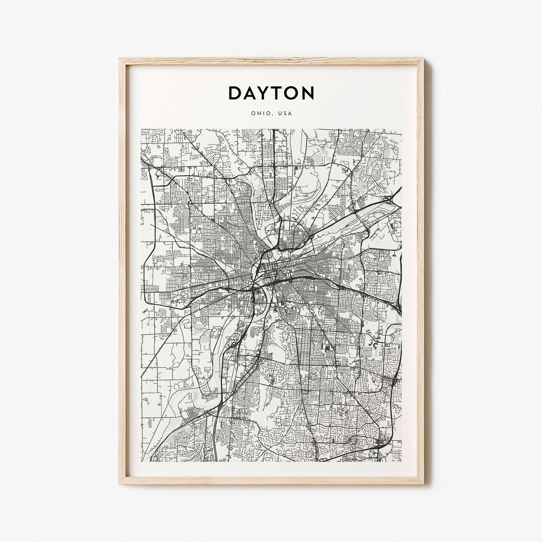 Dayton Custom Black Map Dayton Map Dayton Print Dayton Wall - Etsy