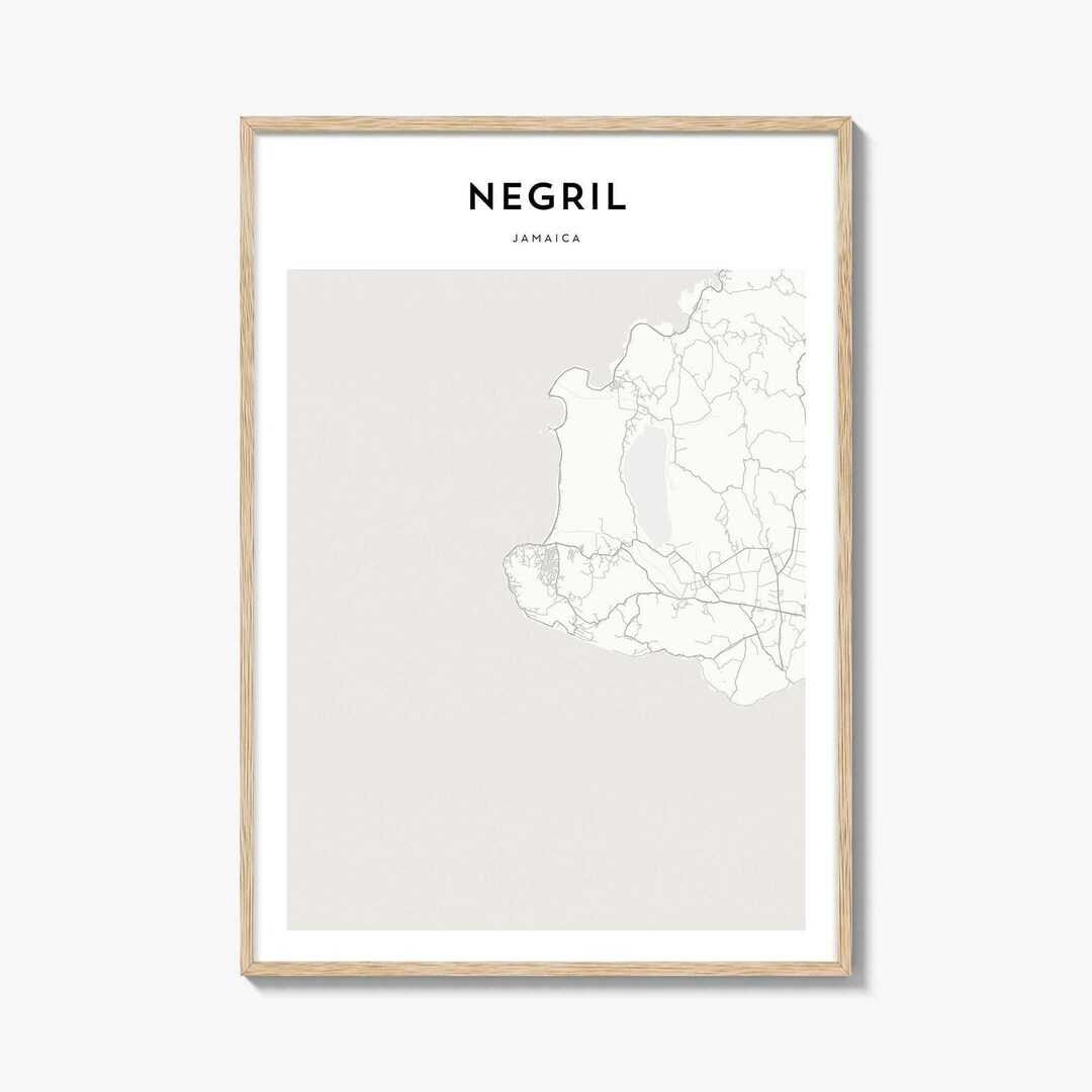 Negril Map Print, Jamaica Poster, Caribbean Wall Art, Negril Custom ...