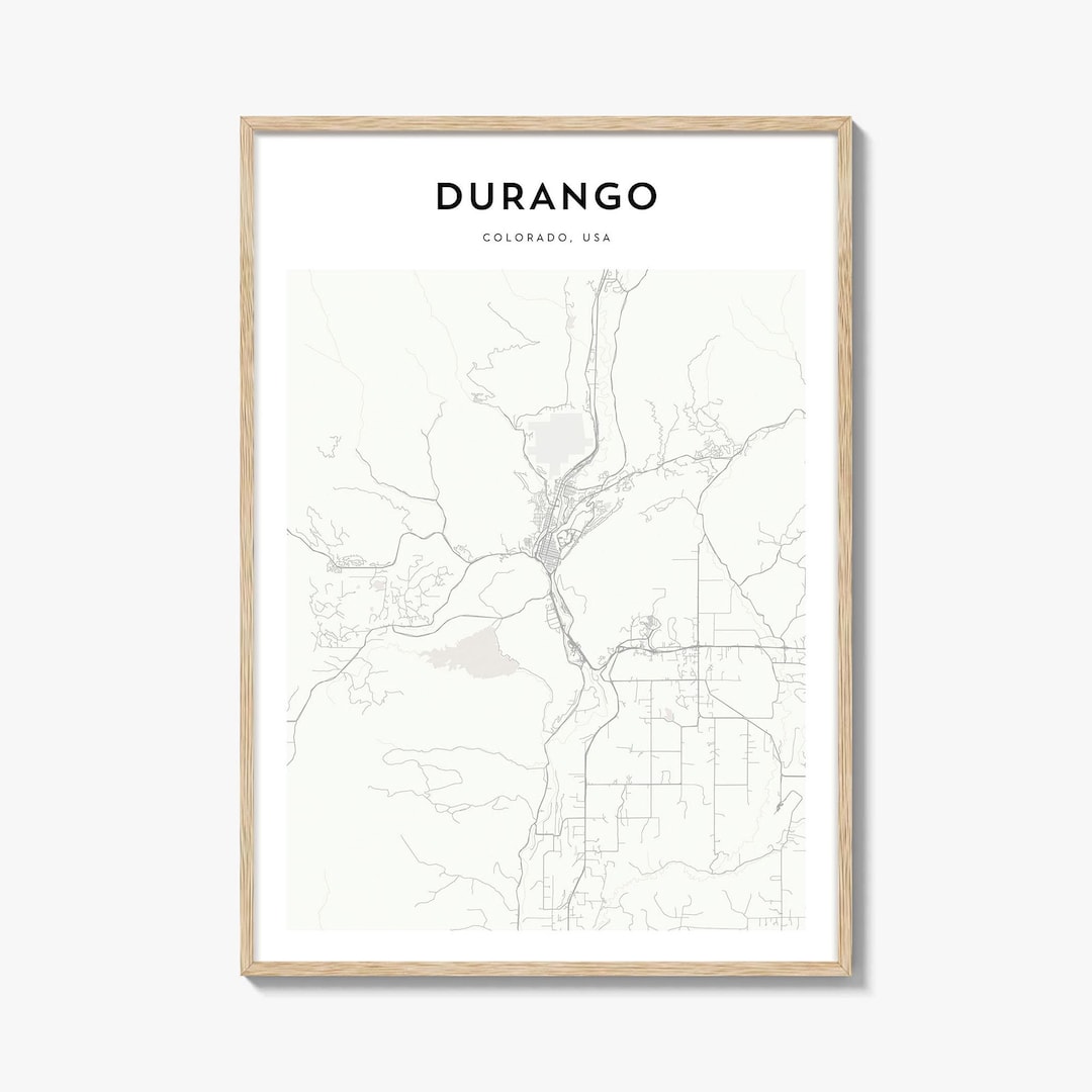Durango Colorado Map Poster, Durango Map Print, Durango Travel Wall Art ...
