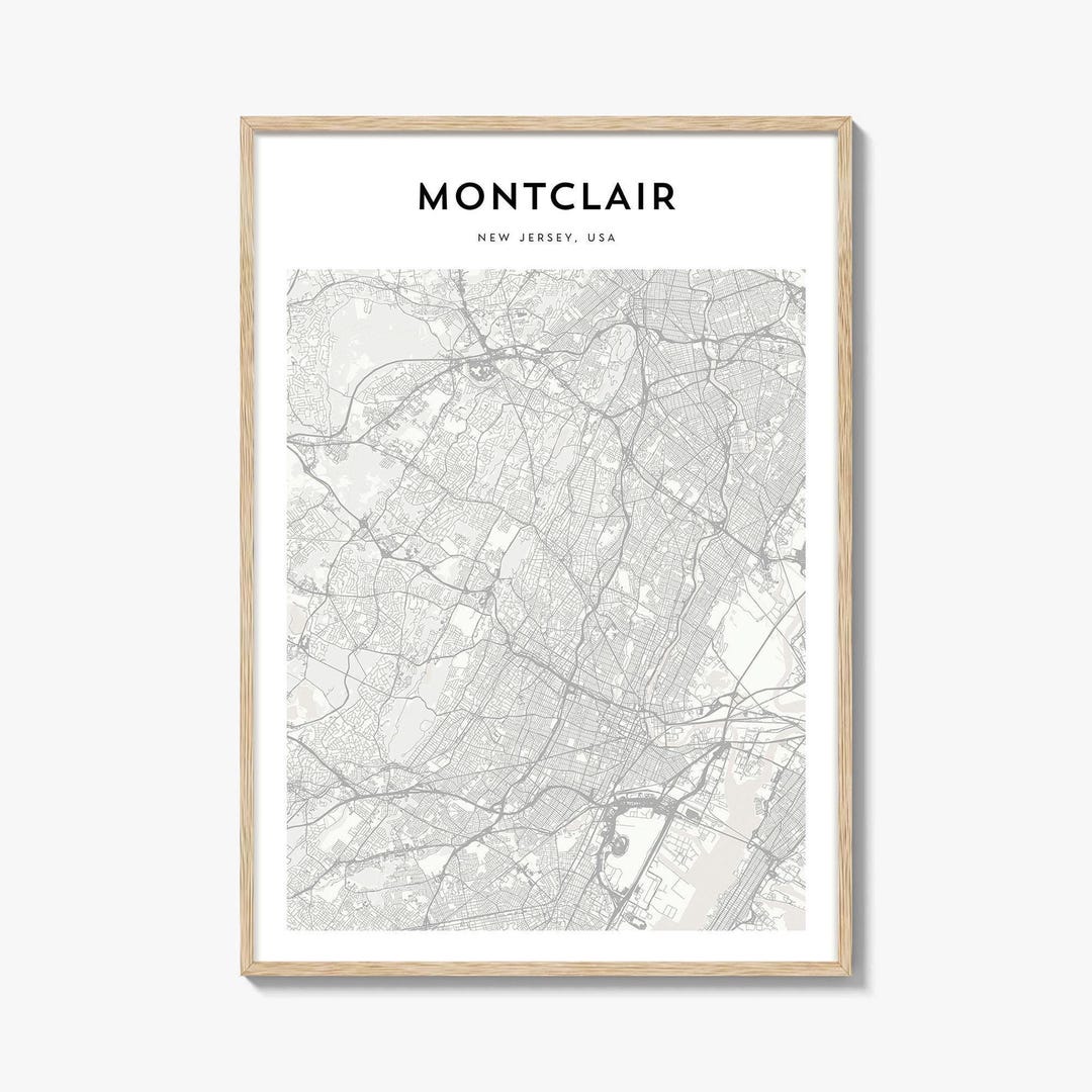 Montclair Map Print, New Jersey Poster, USA Wall Art, Essex County ...