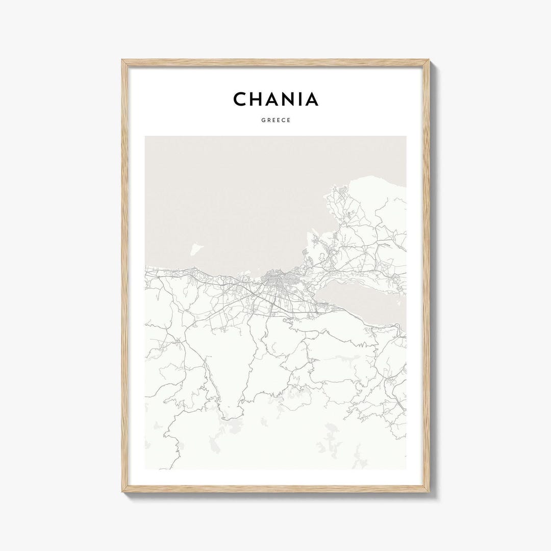 Chania Map Print, Crete Poster, Greece Wall Art, Hania Custom Street ...