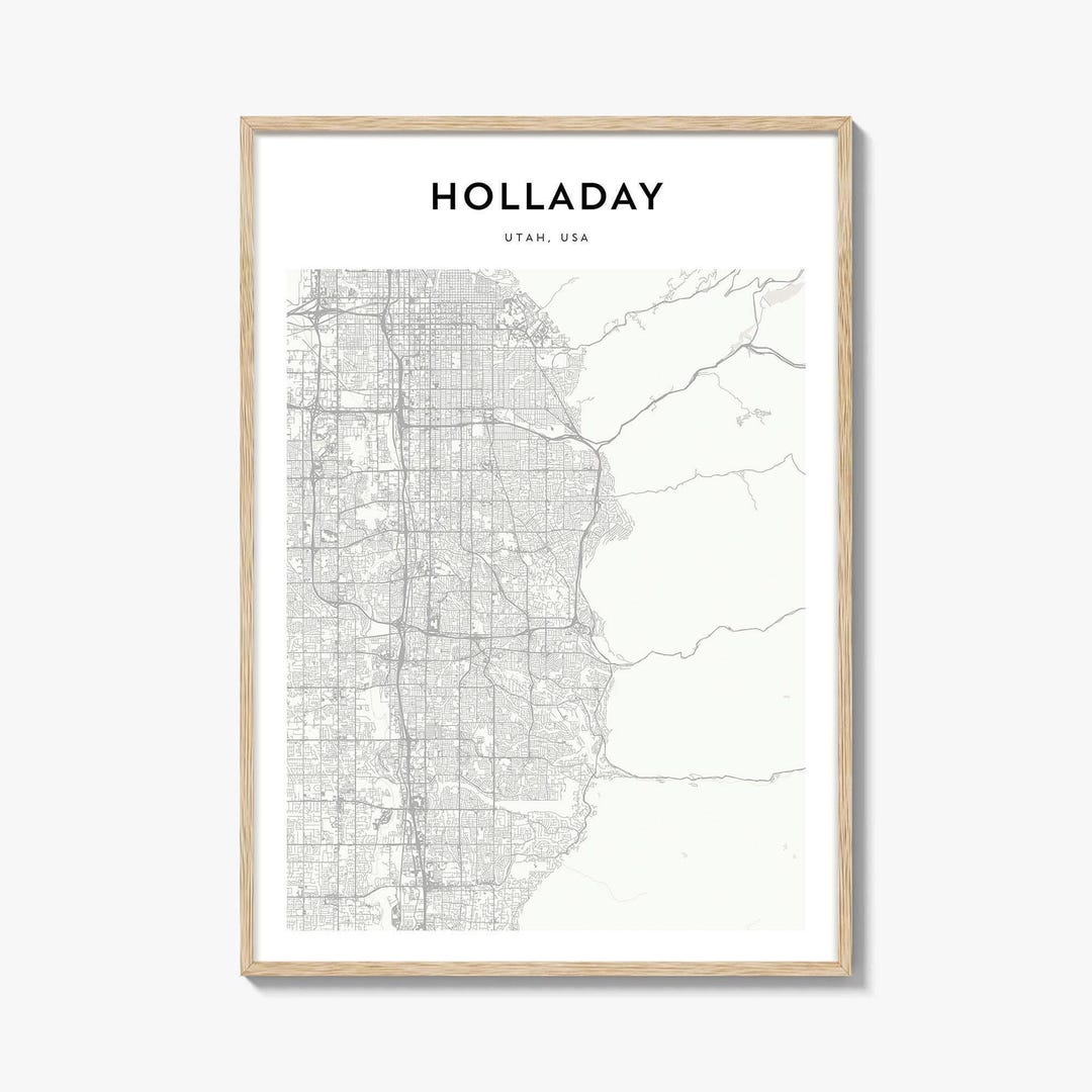 Holladay Map Print, Utah Poster, USA Wall Art, Salt Lake City Custom ...