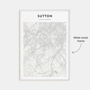Sutton Map Poster, Sutton Map Print, Sutton Travel Wall Art, Sutton ...
