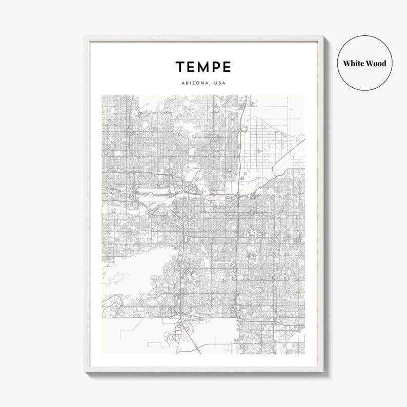 Tempe Map Print, Arizona Poster, USA Wall Art, Phoenix Custom Street ...