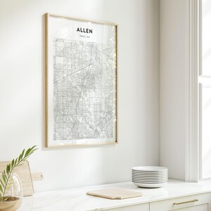 Allen Map Poster, Allen Map Print, Allen Travel Wall Art, Allen ...