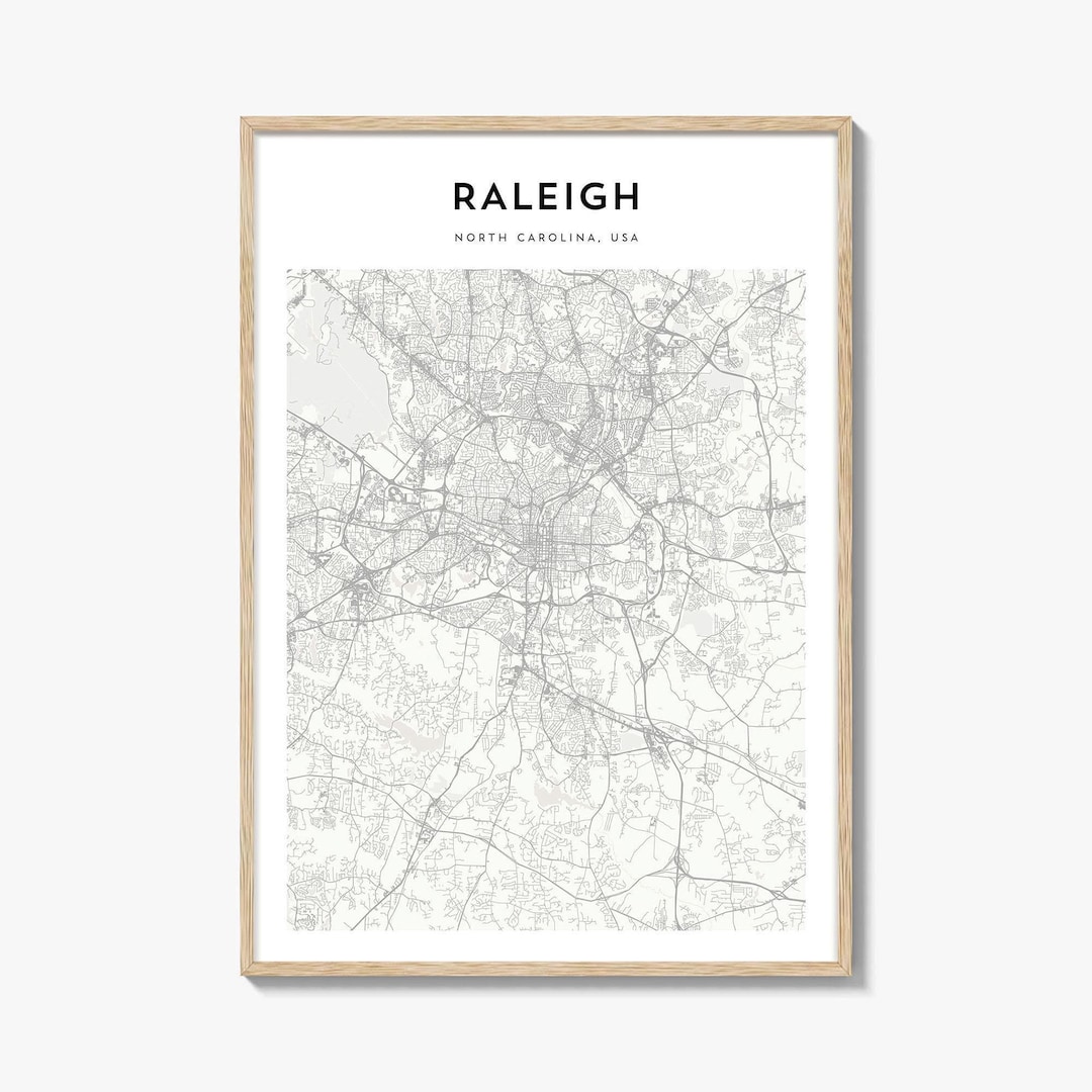 Raleigh Map Print, North Carolina Poster, USA Wall Art, City Custom ...