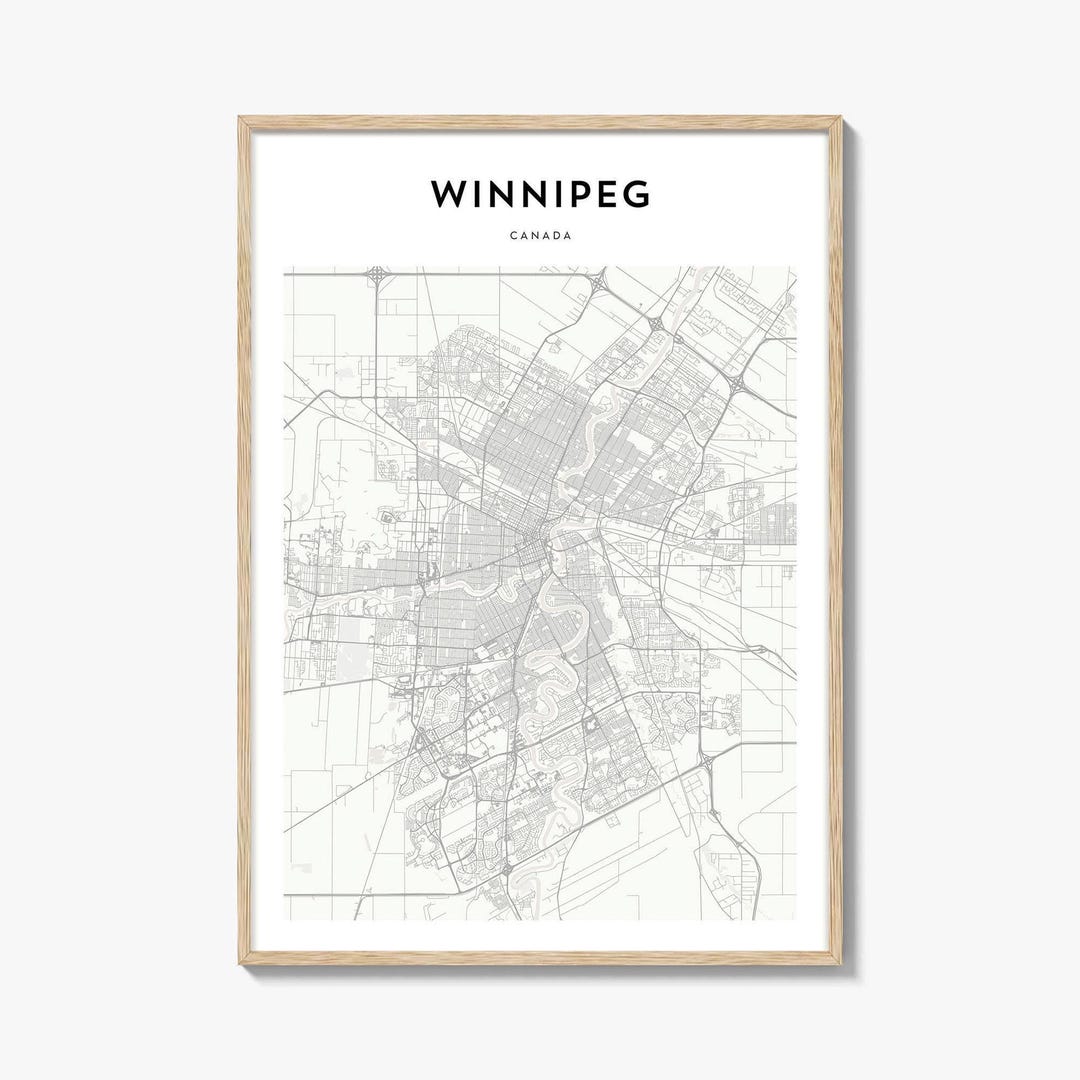 Winnipeg Map Print, Manitoba Poster, Canada Wall Art, Peg City Custom ...