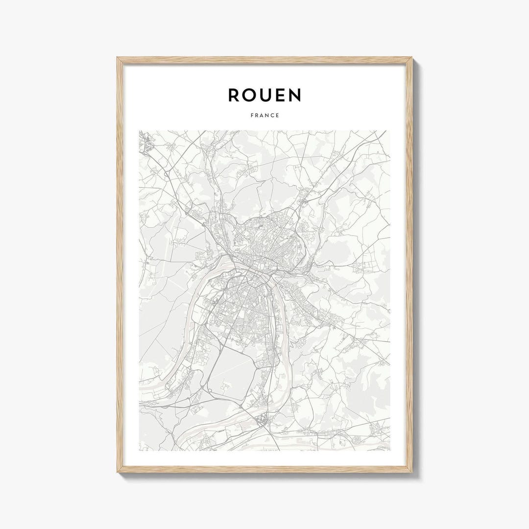 Rouen Map Print, Normandy Poster, France Wall Art, Rouen Custom Street ...