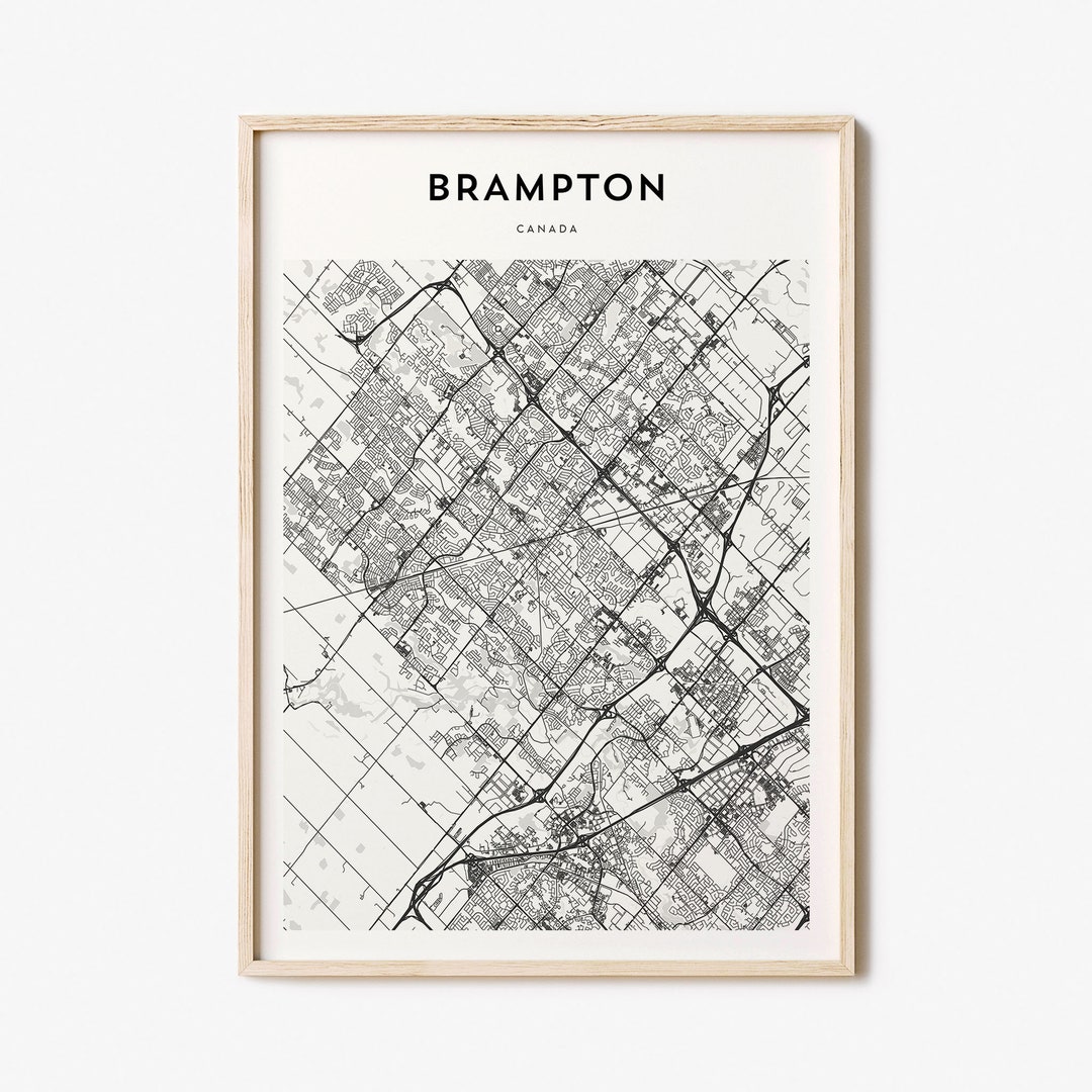 Brampton Custom Black Map Brampton Map Brampton Print - Etsy
