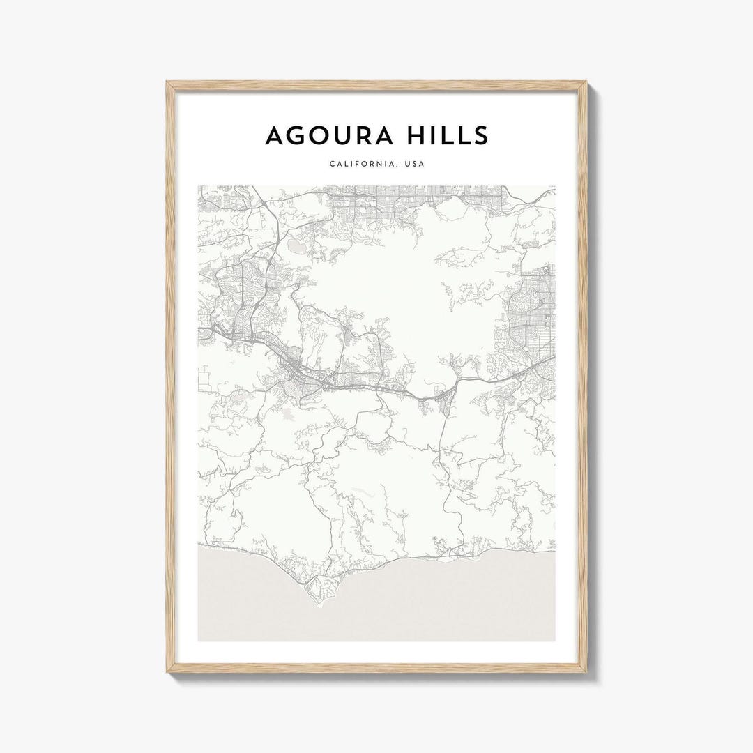 Agoura Hills Map Print, California Poster, USA Wall Art, Los Angeles ...