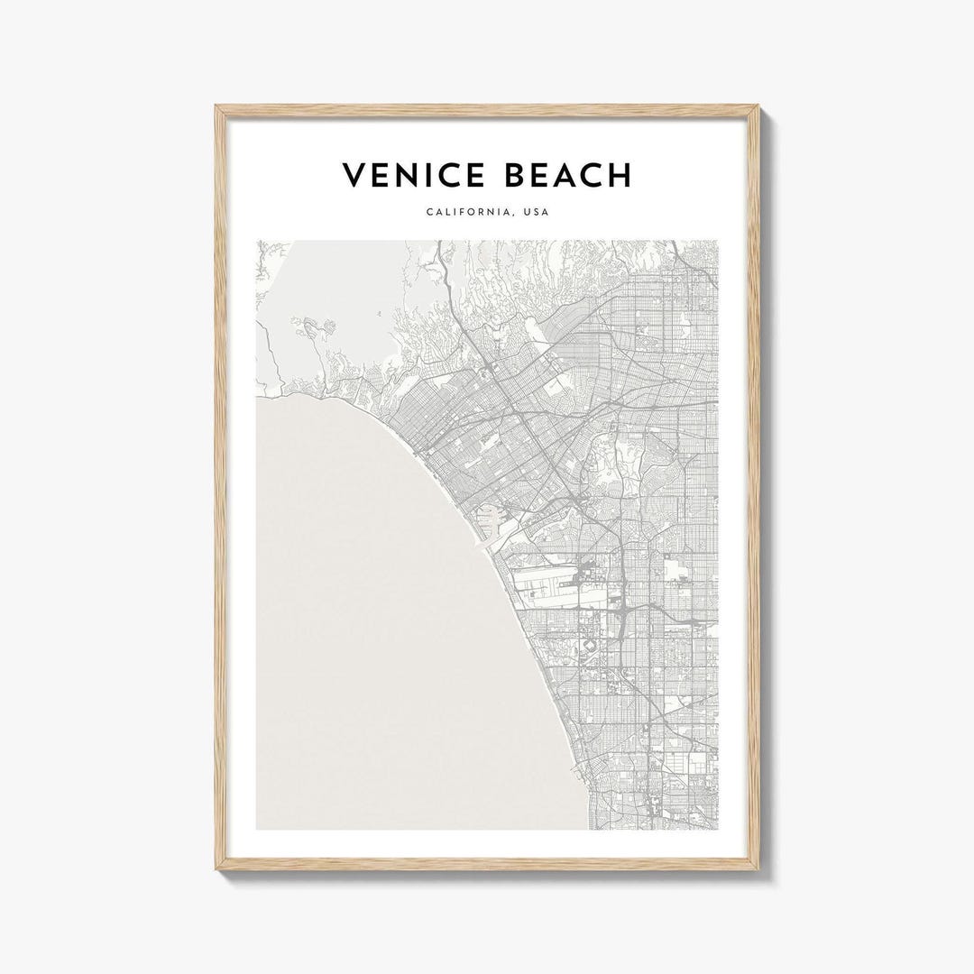 Venice Beach Map Art Print: California Travel Poster - Etsy