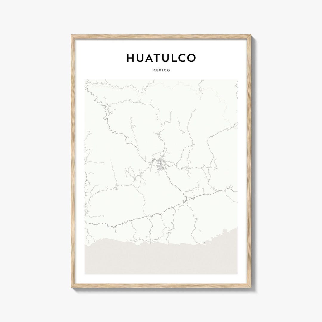 Huatulco Map Print, Oaxaca Poster, Mexico Wall Art, Bahías De Huatulco ...