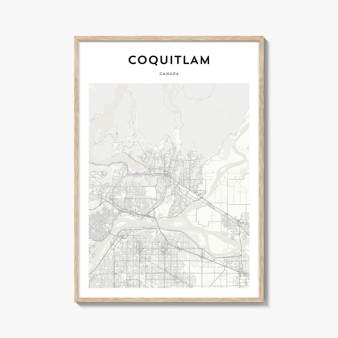 Coquitlam Map Print, Canada Poster, British Columbia Wall Art ...
