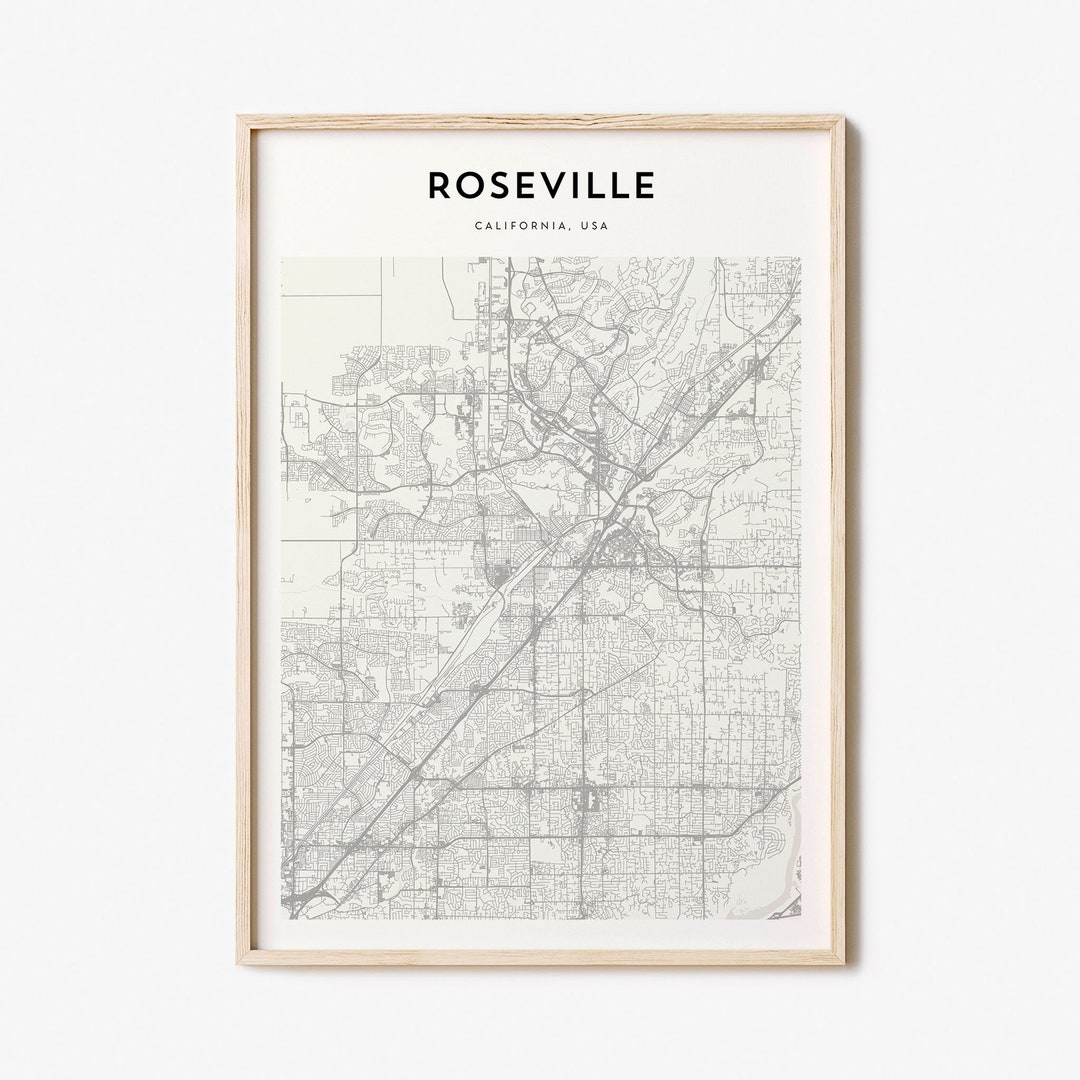Roseville Map Poster, Roseville Map Print, Roseville Personalized Map ...