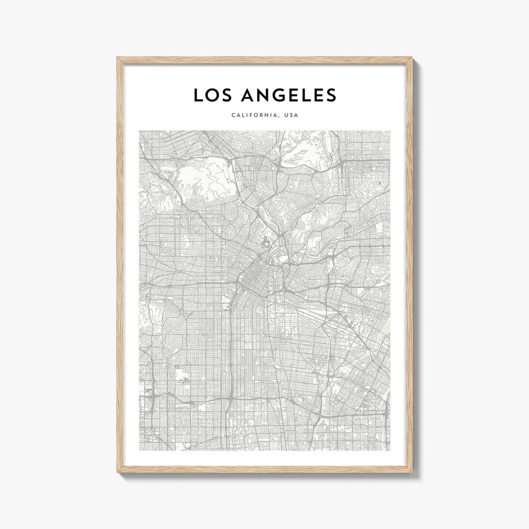 Los Angeles Map Poster, Los Angeles Map Print, Los Angeles Travel Wall ...