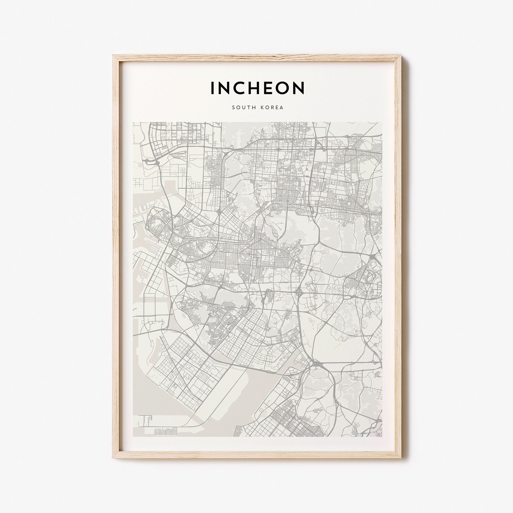 Incheon Map Poster, Incheon Map Print, Incheon Personalized Map Art ...