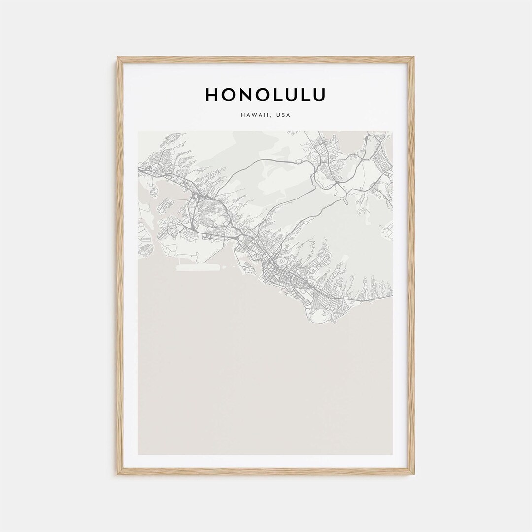 Honolulu Map Poster, Honolulu Map Print, Honolulu Travel Wall Art ...