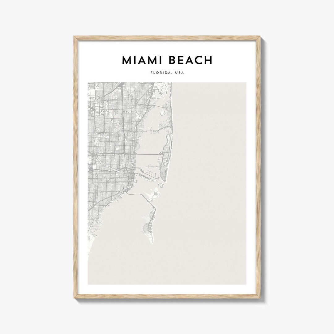 Miami Beach Map Poster, Miami Beach Map Print, Miami Beach Travel Wall ...