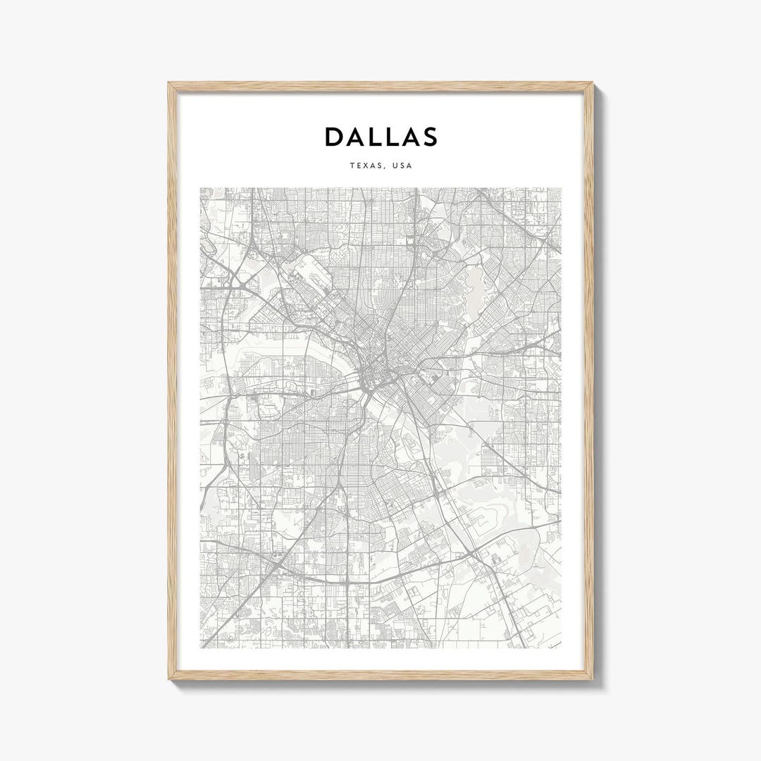 Dallas Map Poster, Dallas Map Print, Dallas Travel Wall Art, Dallas ...