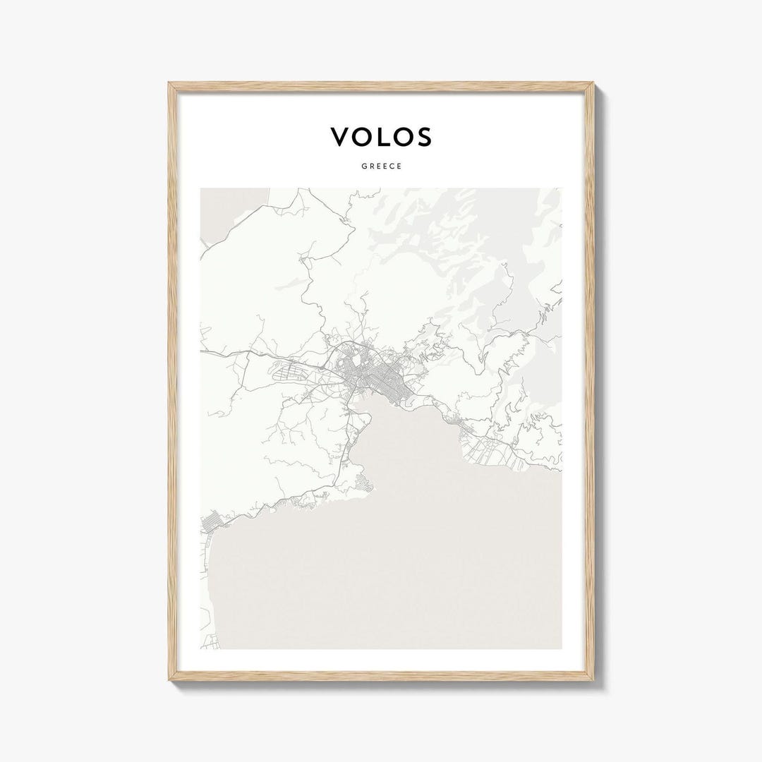 Volos Map Print, Greece Poster, Hellenic Wall Art, Thessaly Custom ...