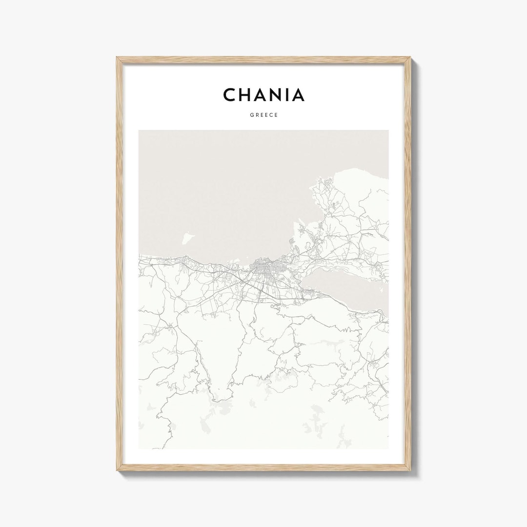 Chania Karte Poster, Chania Karte Druck, Chania Reisewandkunst, Chania ...
