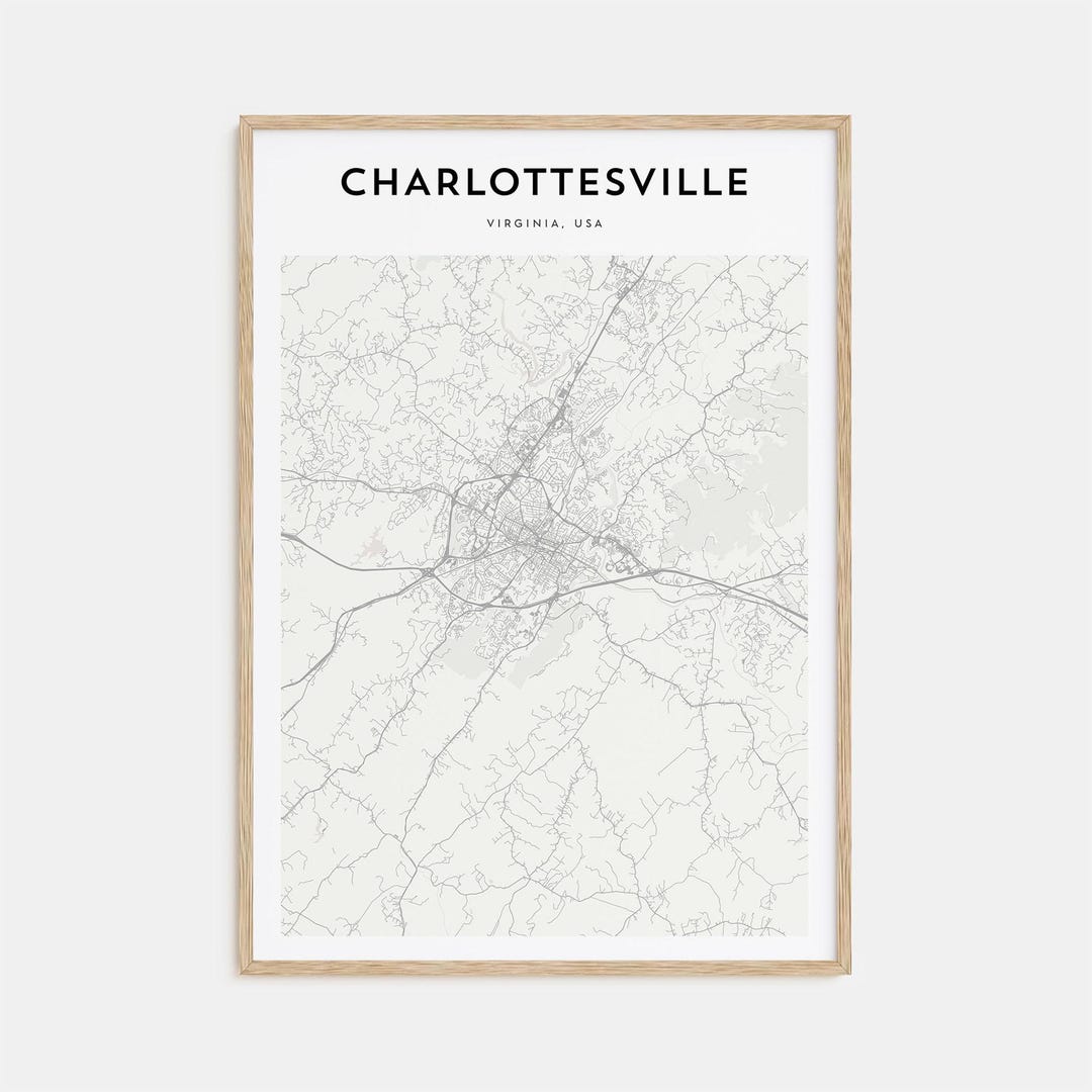 Charlottesville Map Poster, Charlottesville Map Print, Charlottesville ...