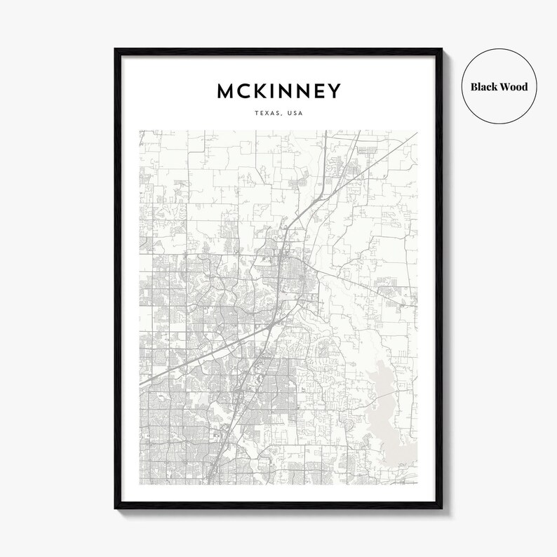 Mckinney Map Print, Texas Poster, USA Wall Art, Collin County Custom ...