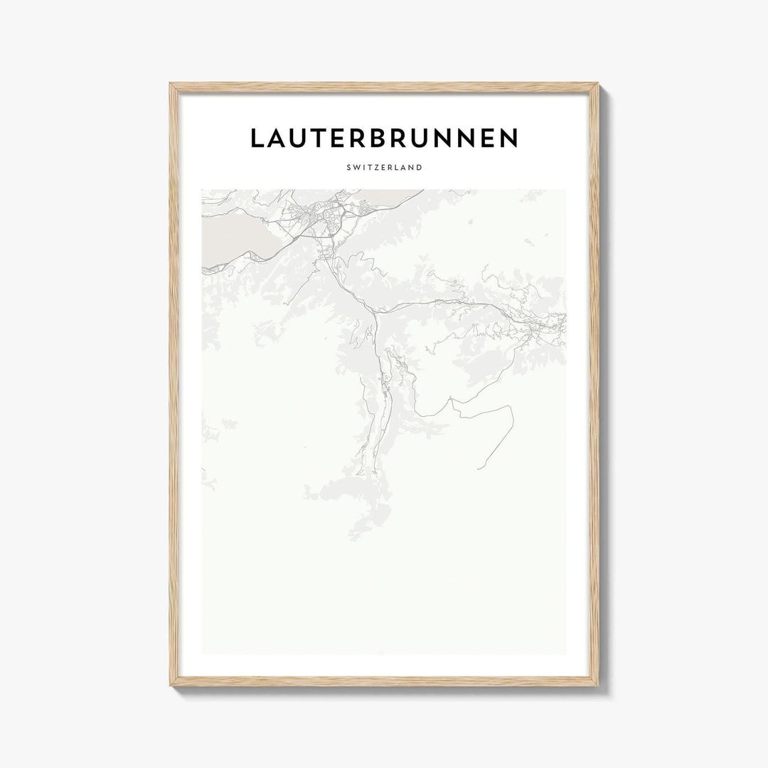 Lauterbrunnen Map Print, Swiss Alps Poster, Switzerland Wall Art ...