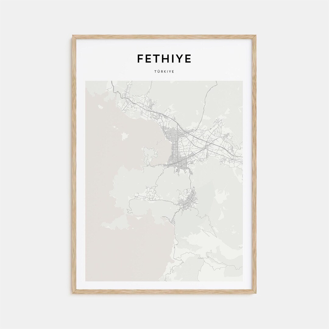 Fethiye Karte Poster, Fethiye Karte Druck, Fethiye Reisewandkunst ...