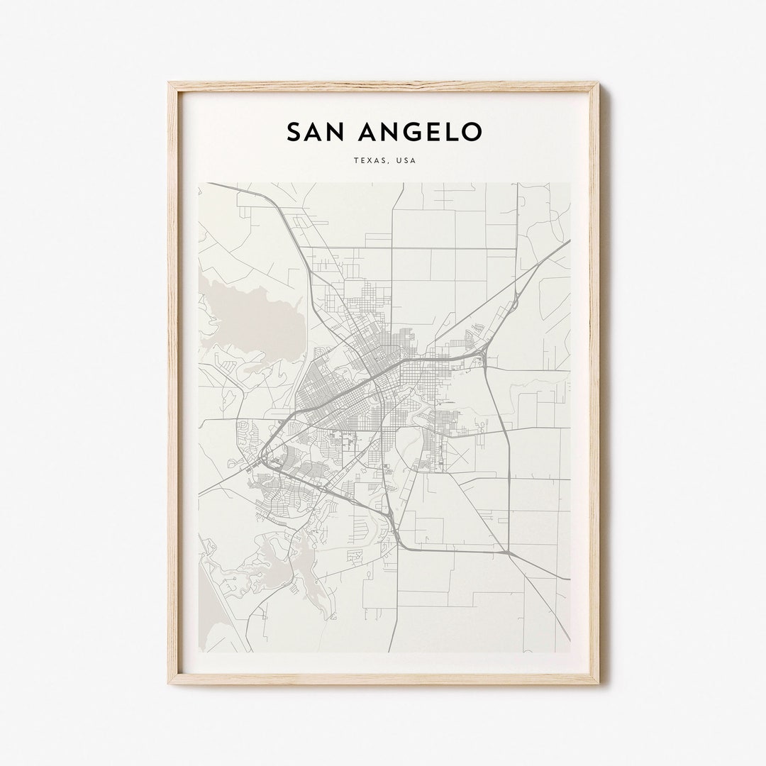 San Angelo Map Poster, San Angelo Map Print, San Angelo Personalized ...