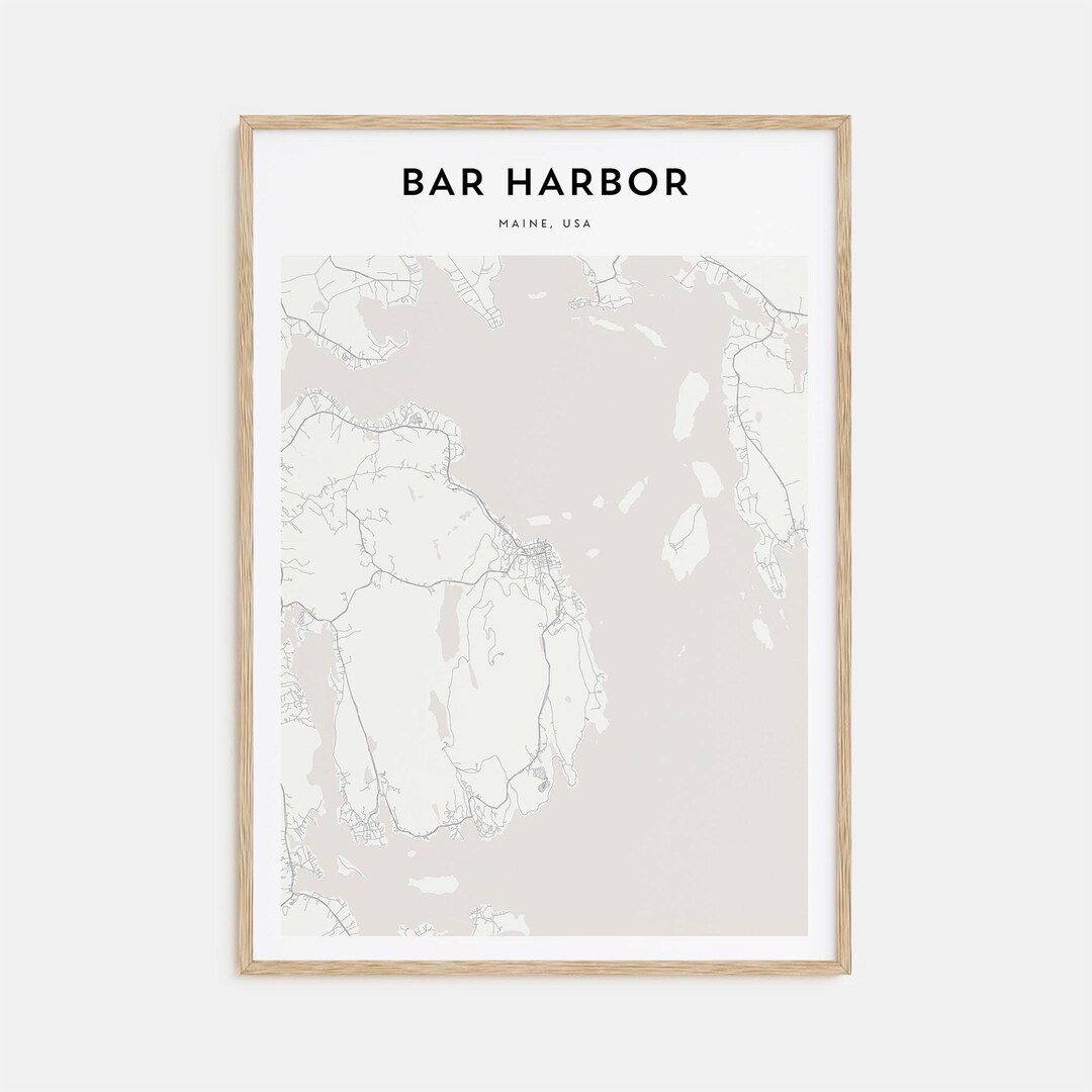 Cartel del mapa de Bar Harbor, Impresión de mapas de Bar Harbor, Arte ...