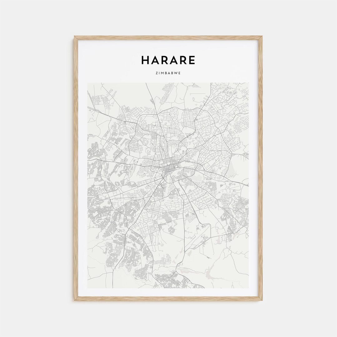 Harare Map Poster, Harare Map Print, Harare Travel Wall Art, Harare ...