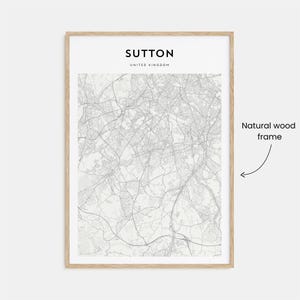 Sutton Map Poster, Sutton Map Print, Sutton Travel Wall Art, Sutton ...