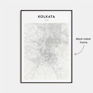 Kolkata Map Poster, Kolkata Map Print, Kolkata Travel Wall Art, Kolkata ...