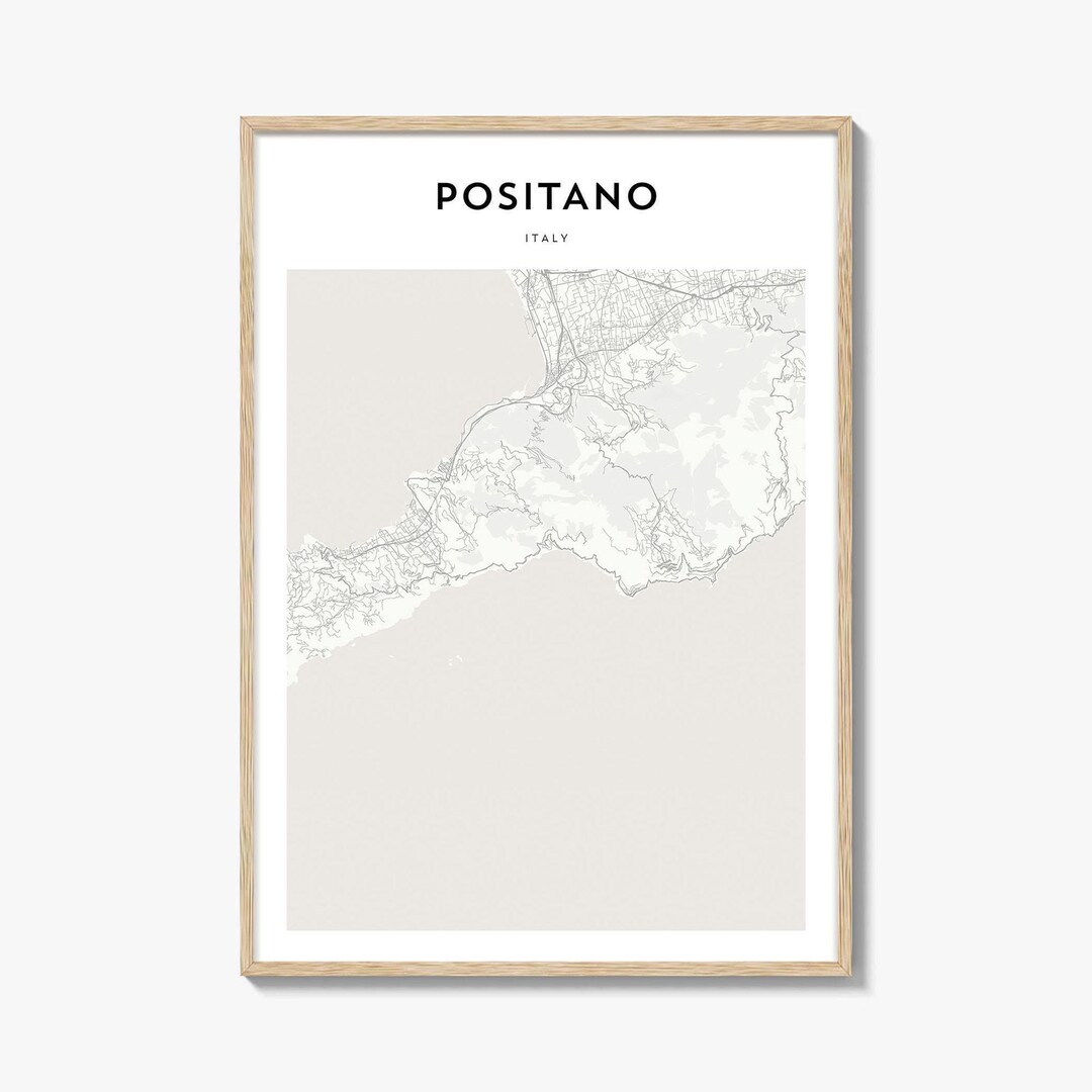 Positano Map Print, Amalfi Coast Poster, Italy Wall Art, Campania ...